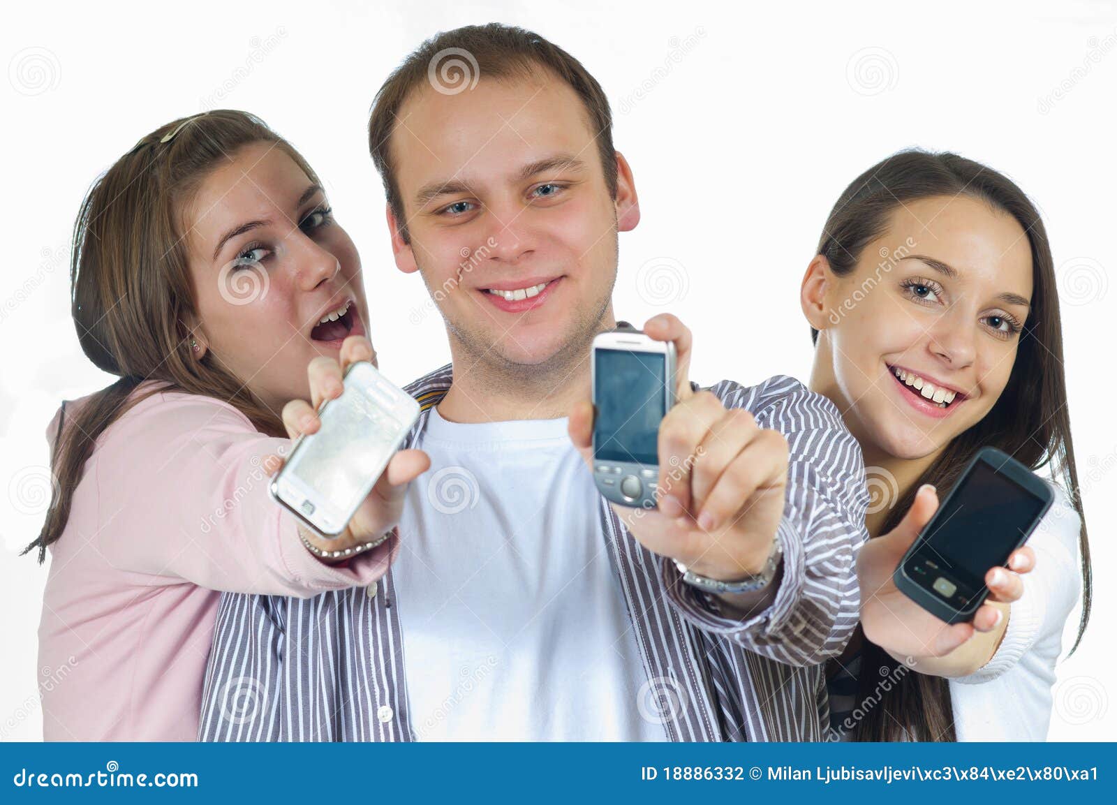 Showing Phones stock photo. Image of women, group, isolated - 18886332