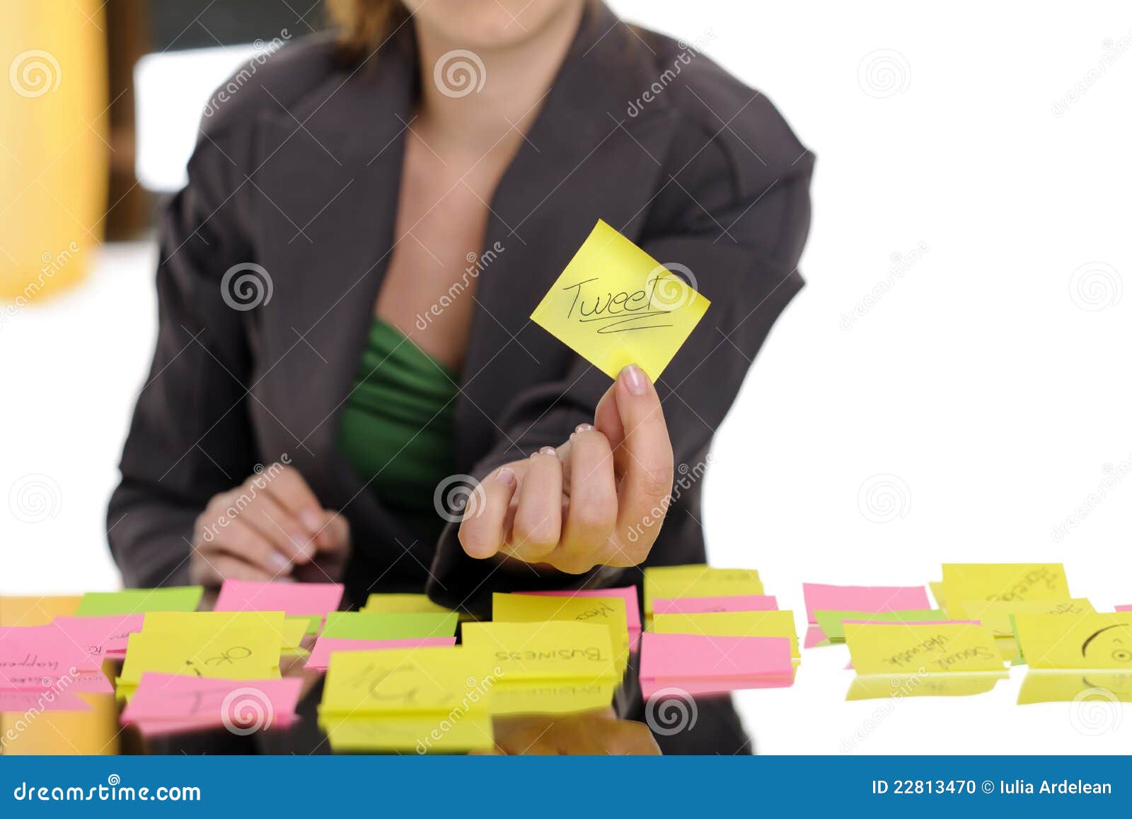 Showing post it stock photo. Image of worker, young, businesswoman ...