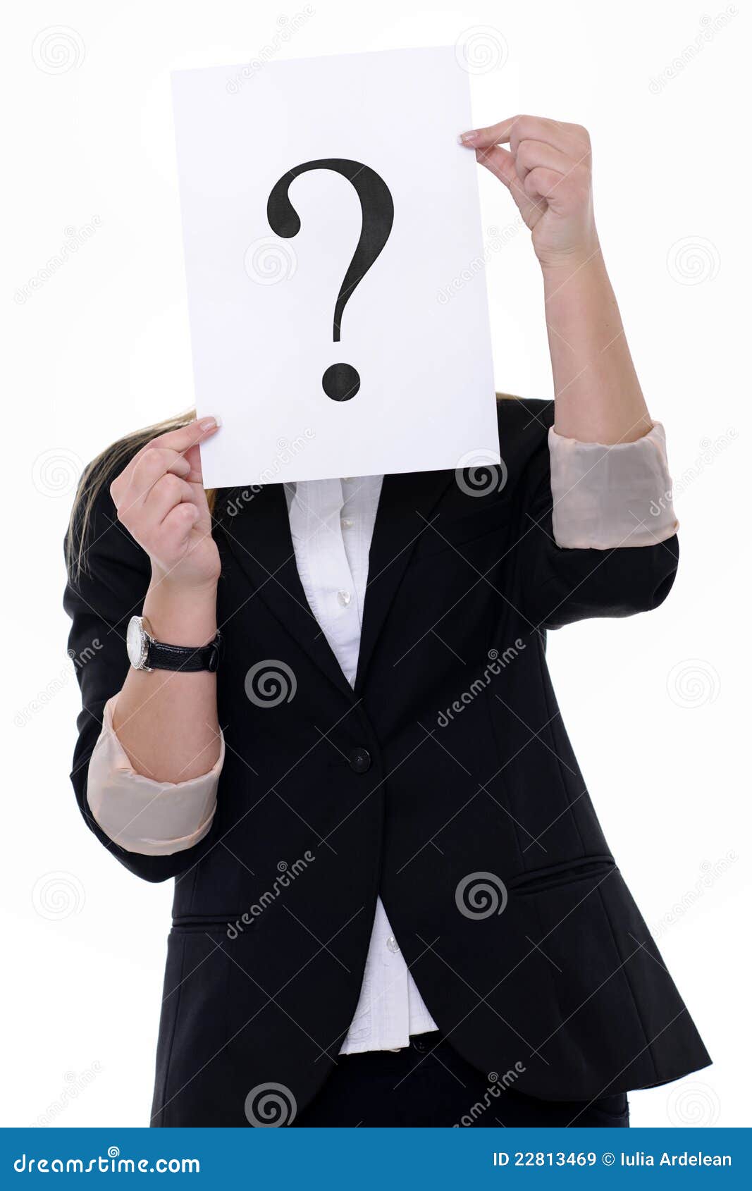 Showing question mark stock image. Image of grey, portrait - 22813469