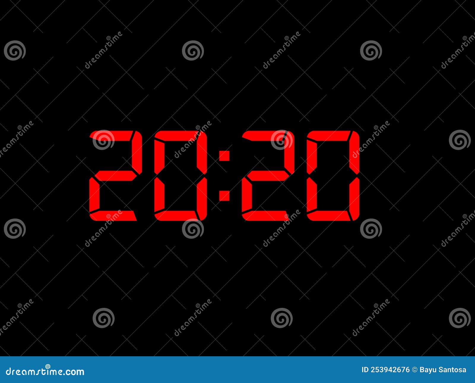 Showing Time 20:20 on Red Led Digital Clock Isolated Black Background ...