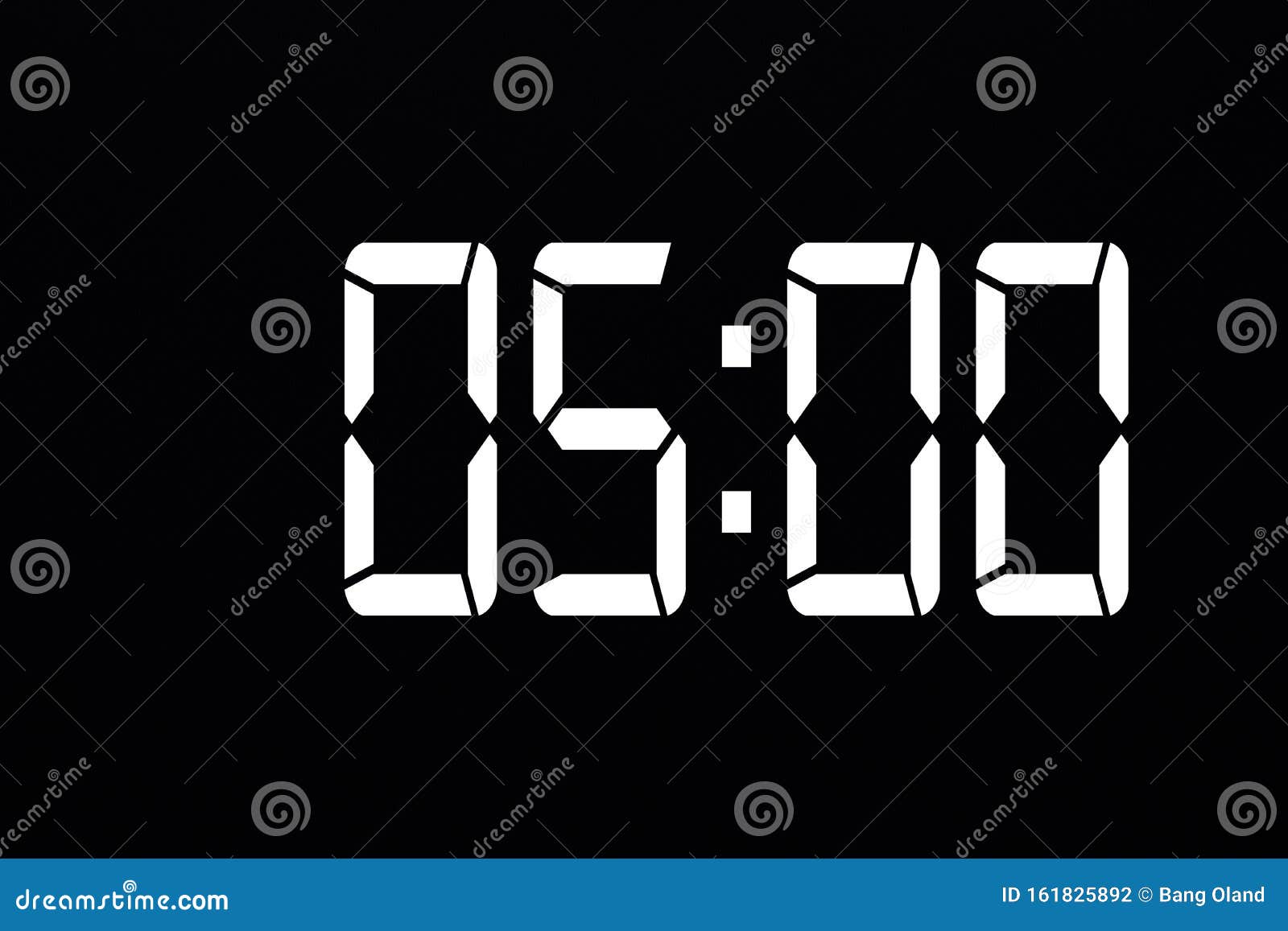 Showing Time 05:00 on White Led Digital Clock Isolated Black Background ...