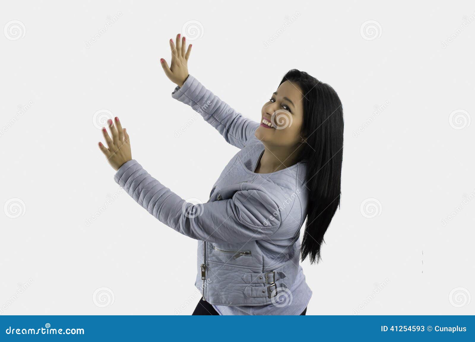 Showing Woman with Two Hands Stock Image - Image of happy, hold: 41254593