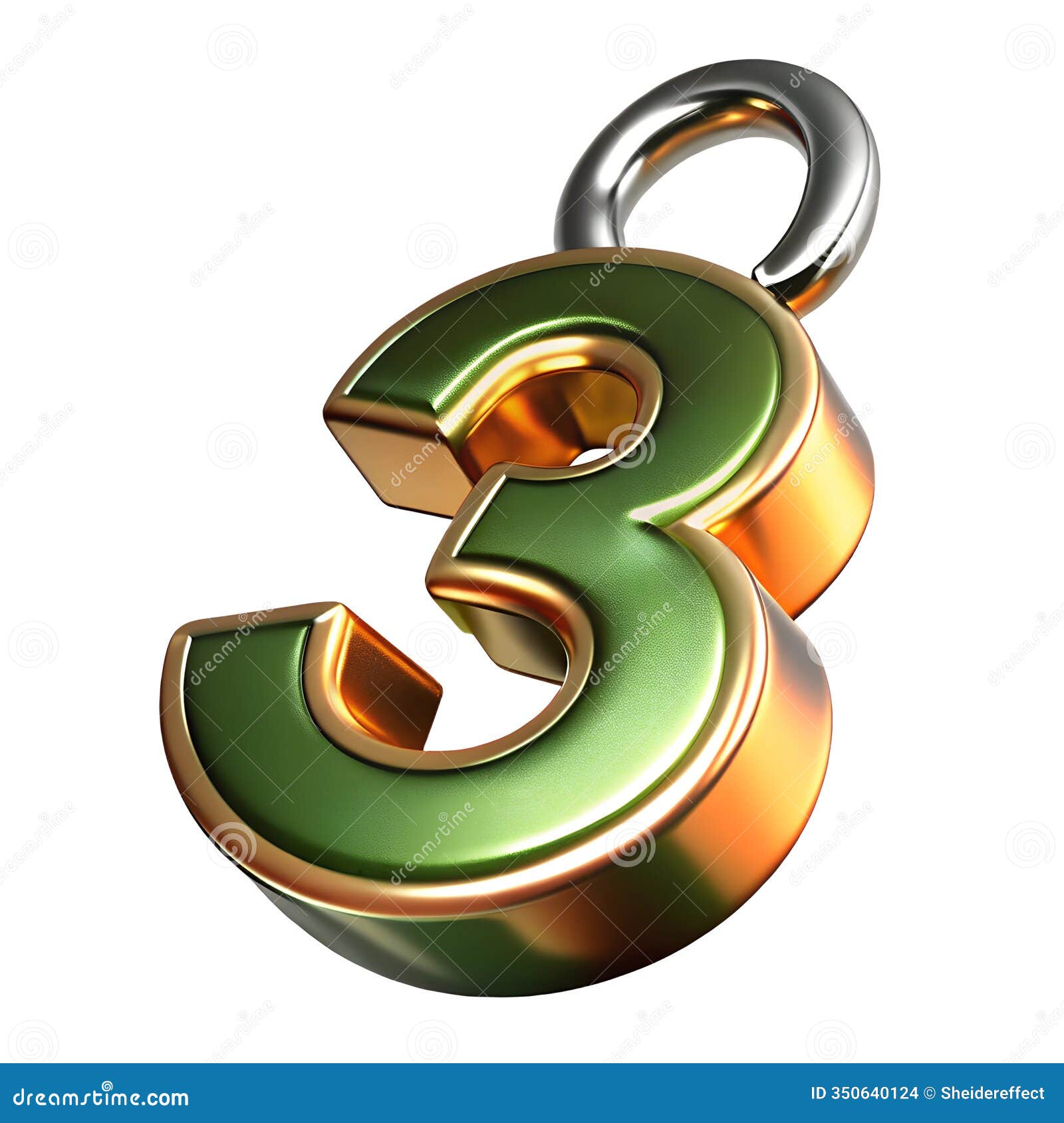 A 3 is Shown in a Green and Gold Color Stock Illustration ...