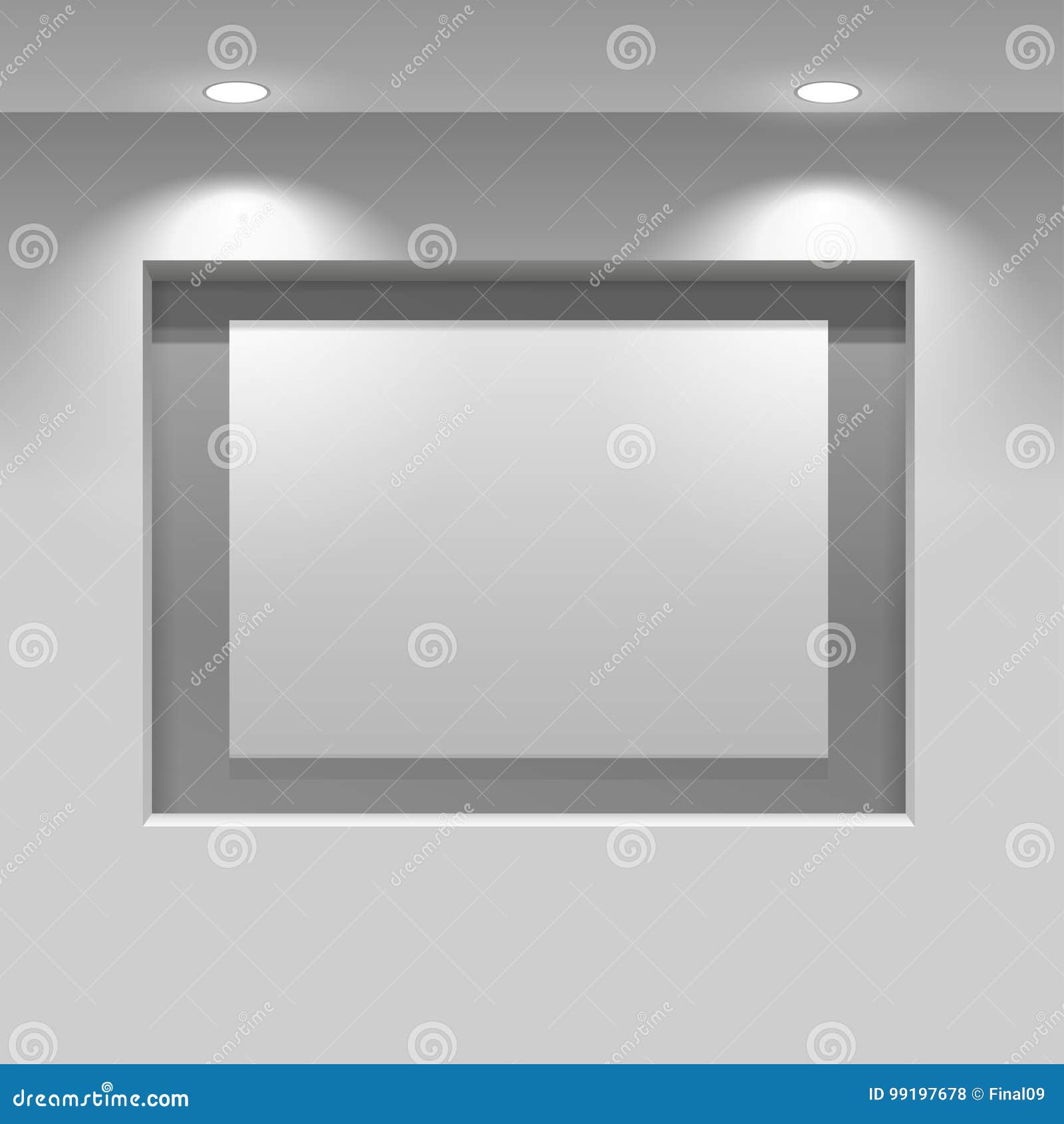 Showroom Panel For Product With LED Spotlights Cartoon Vector ...