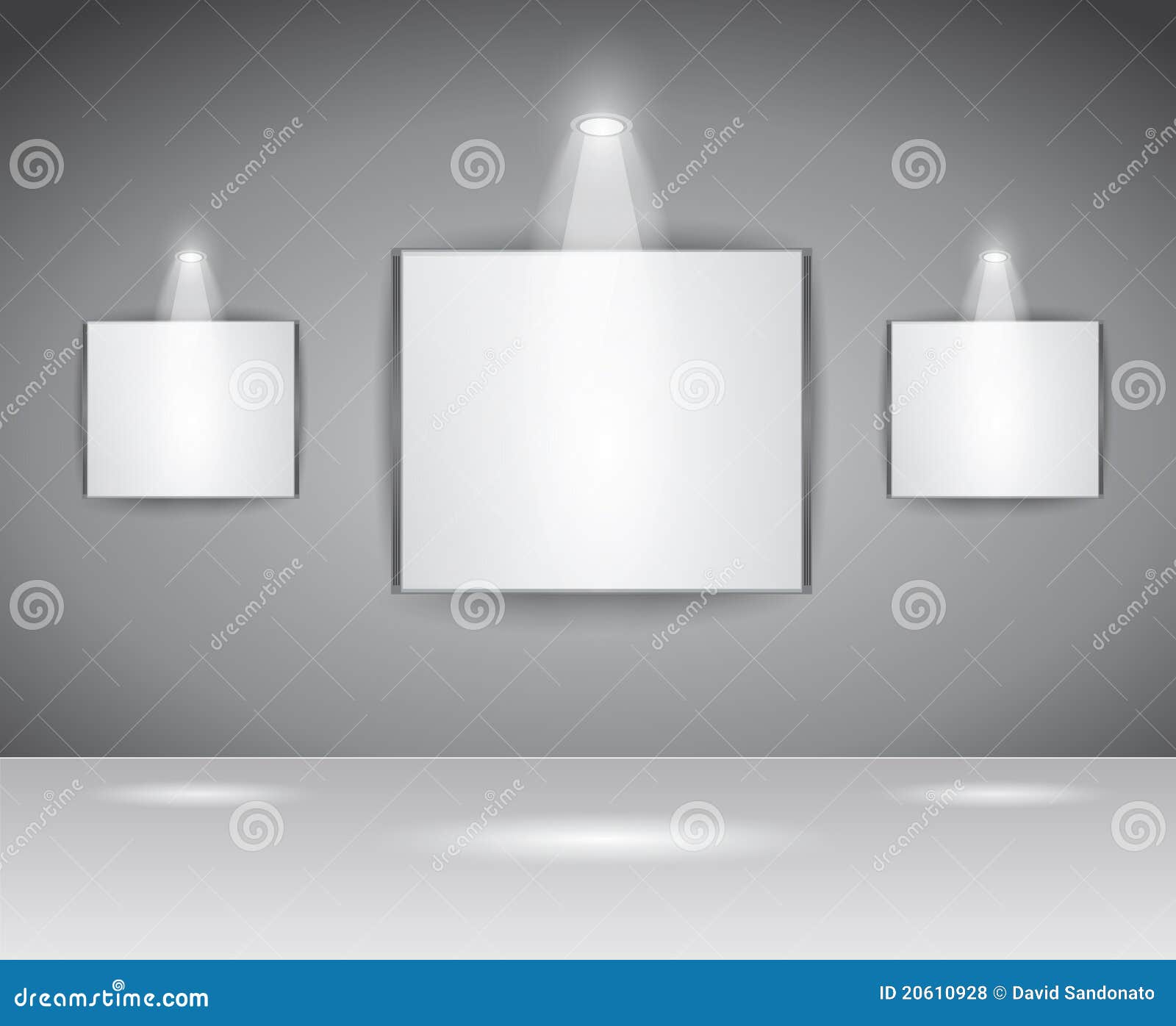 Showroom Panel For Product With LED Spotlights Cartoon Vector ...