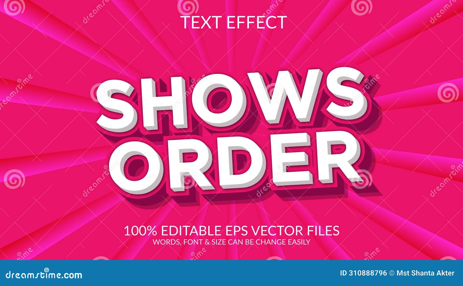 Shows Order Vector 3d Text Effect Illustration. Stock Vector ...