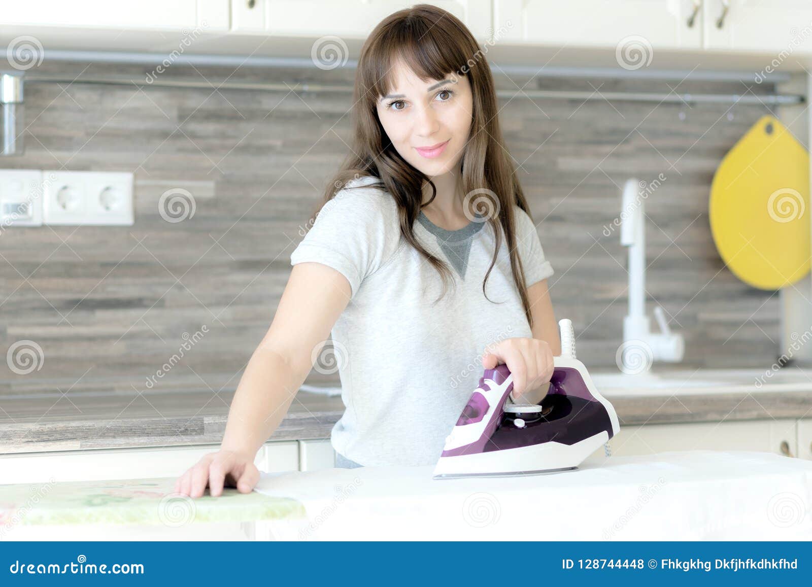 Shows the Process of Ironing Clothes Stock Photo - Image of blue ...