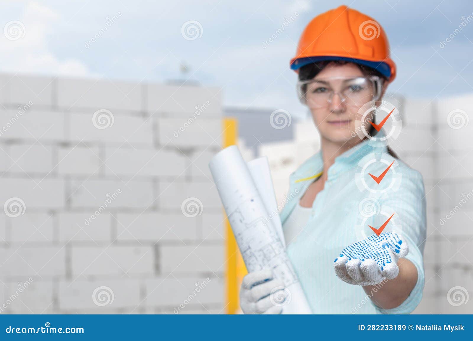 Shows the Work Done on the Background of the Construction Site Stock ...