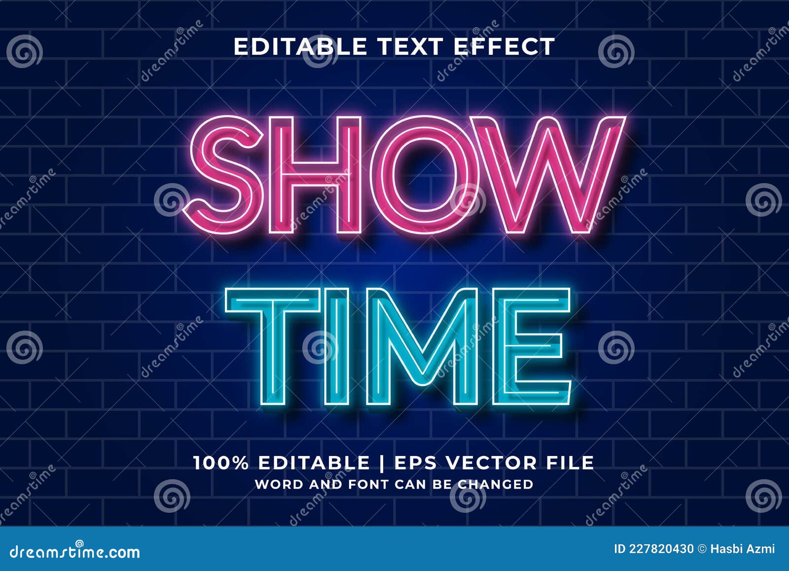 Showtime Editable Text Effect Template Neon Style Premium Vector Stock ...