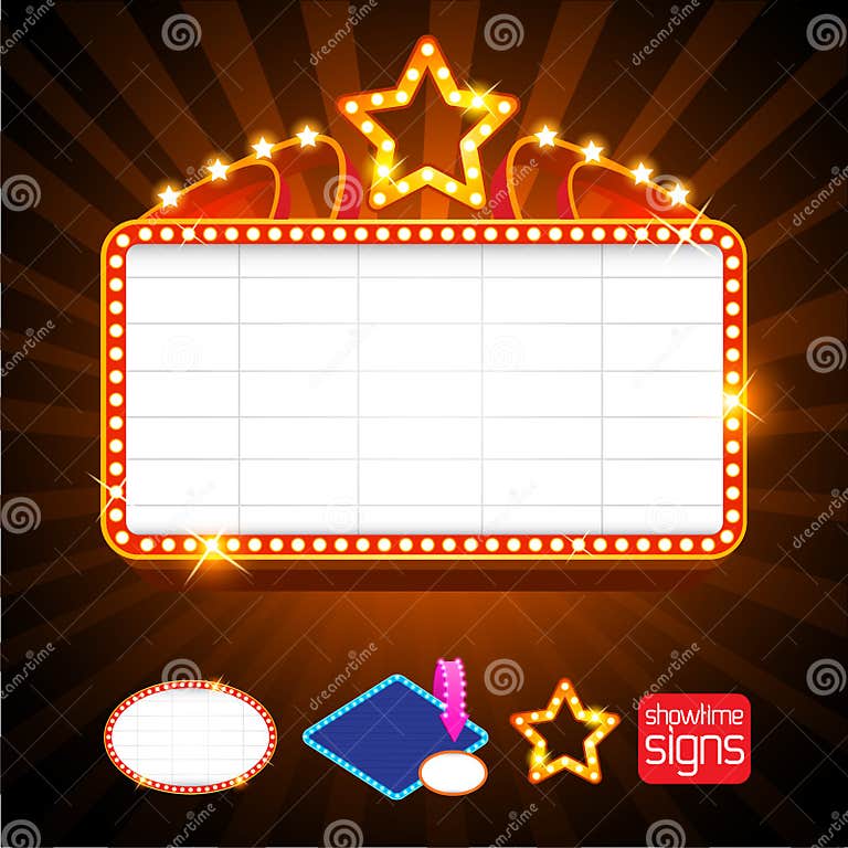 Showtime Retro Signs stock vector. Illustration of cinema - 19794621