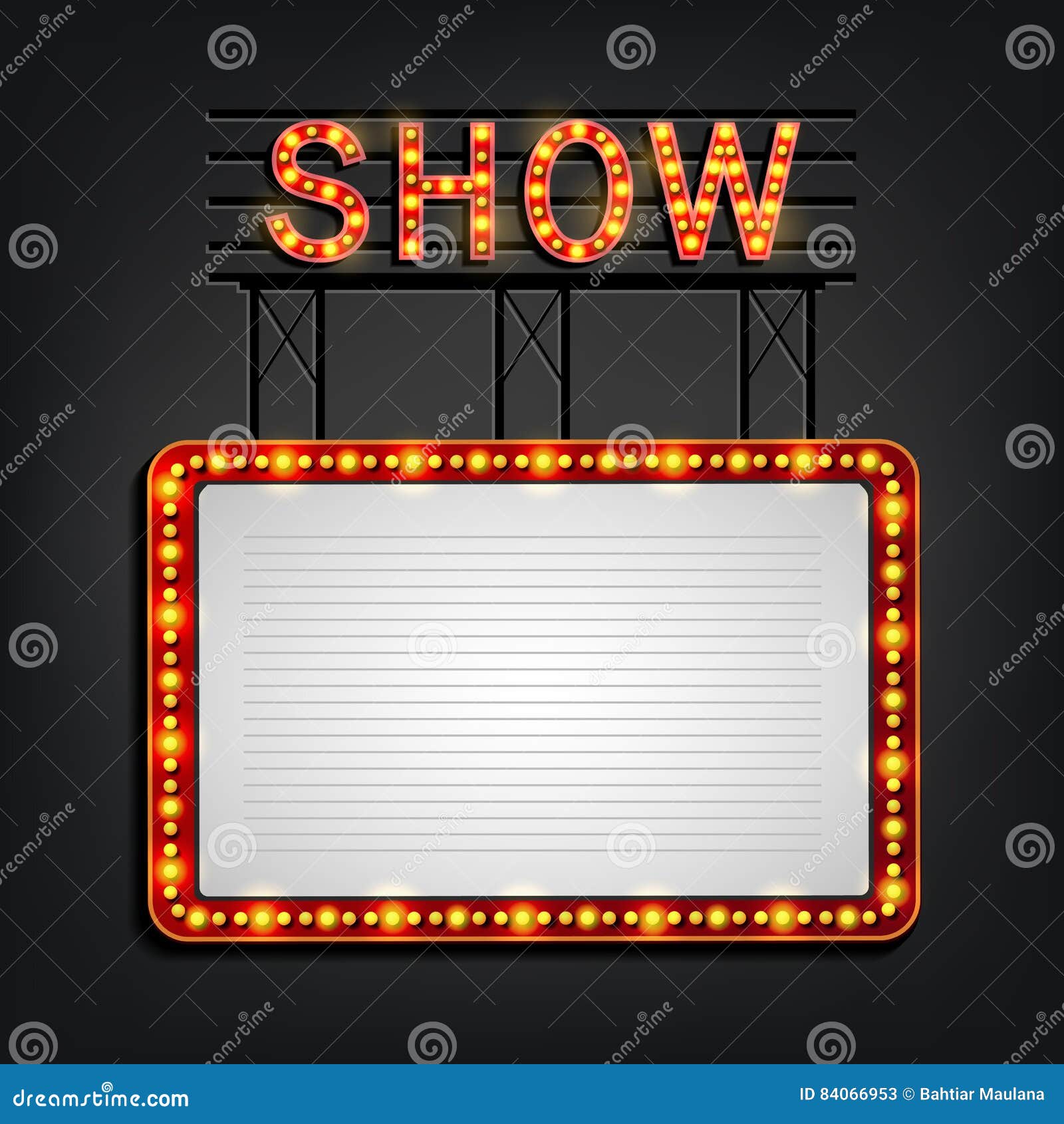 Showtime Signboard Retro Style with Light Frame Stock Vector ...
