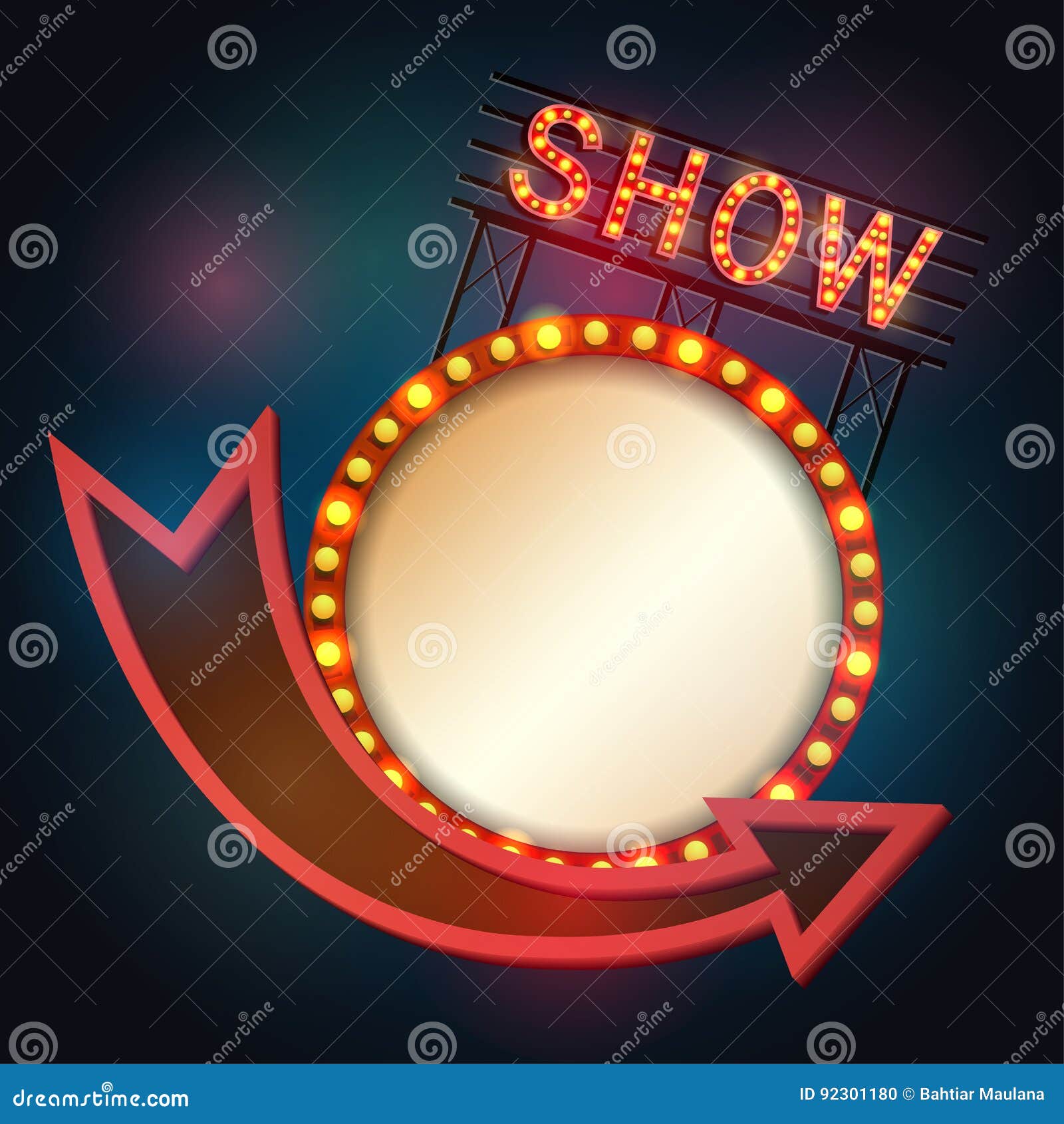 Showtime Signboard Retro Style with Light Frame Stock Vector ...
