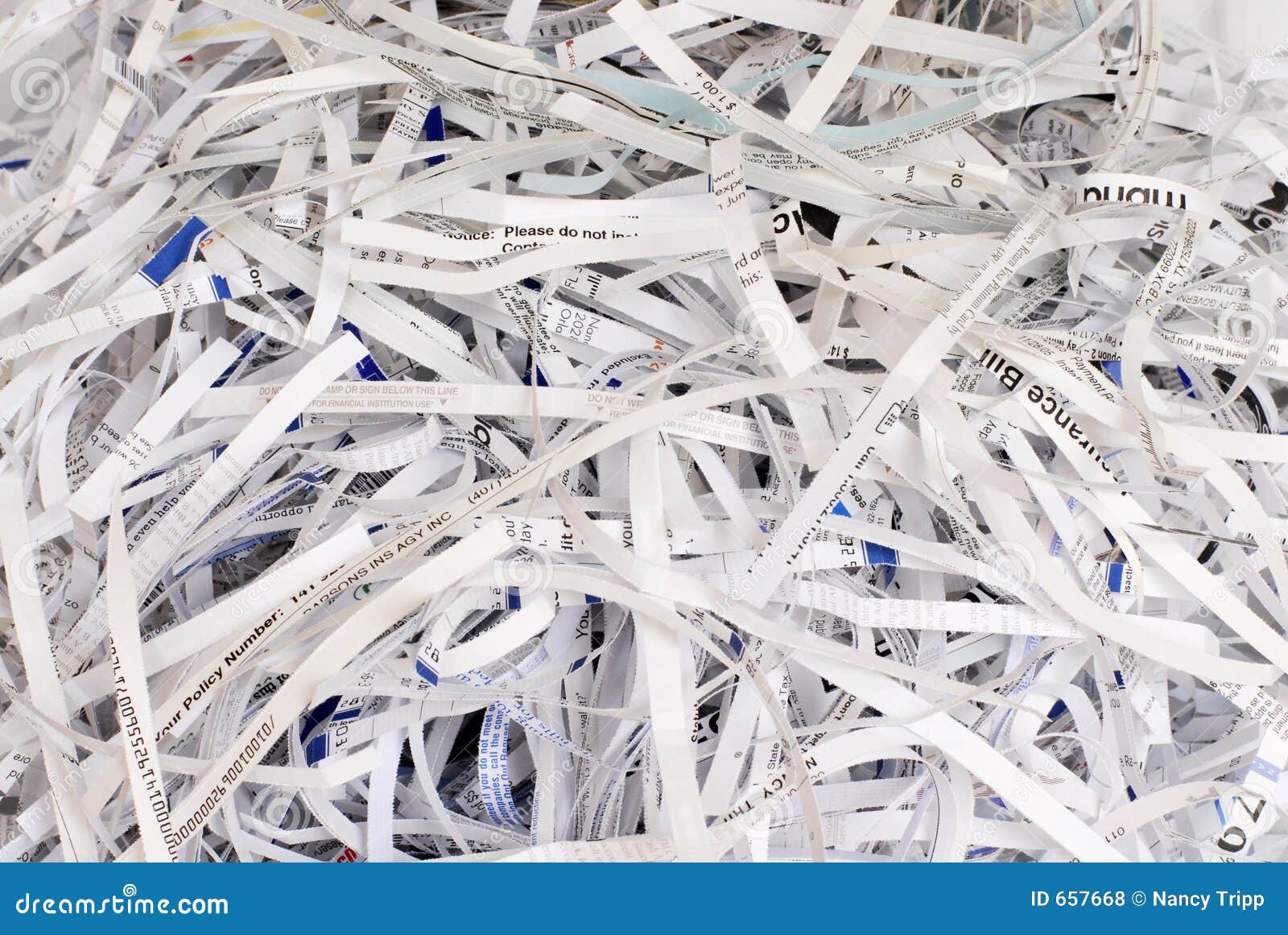 Shreaded Paper stock photo. Image of lining, wadding, scrap - 657668