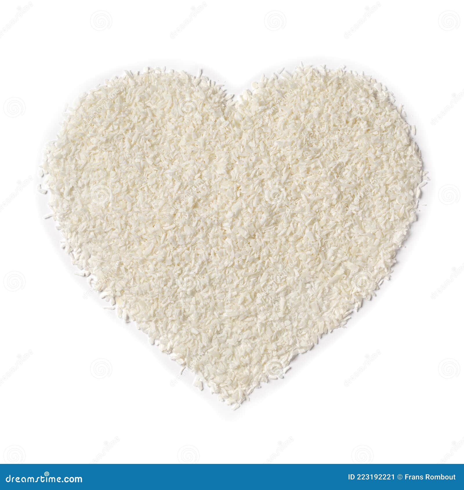 Shredded Coconut in Heart Shape Isolated on White Background Stock ...