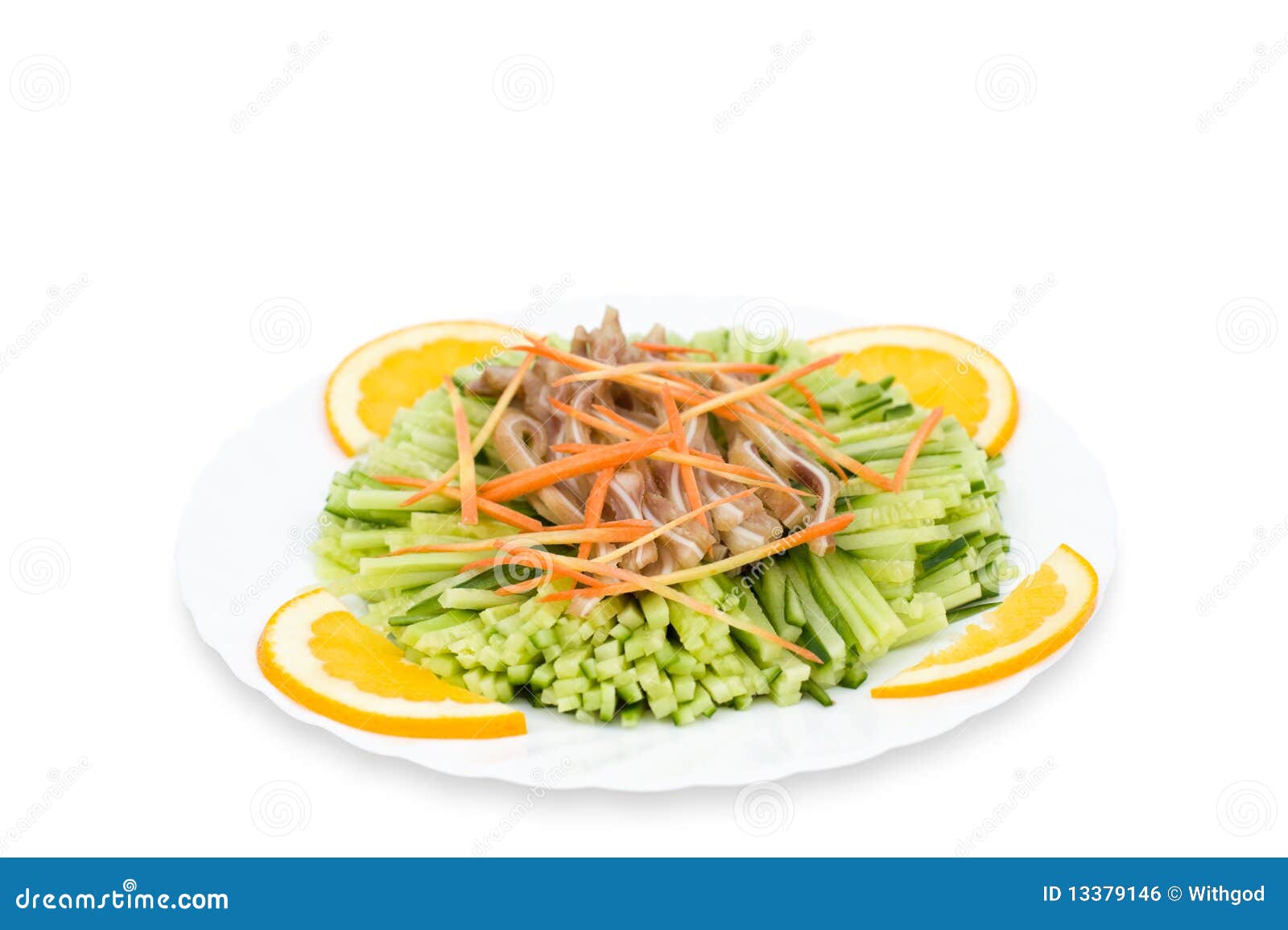 Shredded Cucumbers with Meat, Clipping Path. Stock Photo - Image of ...