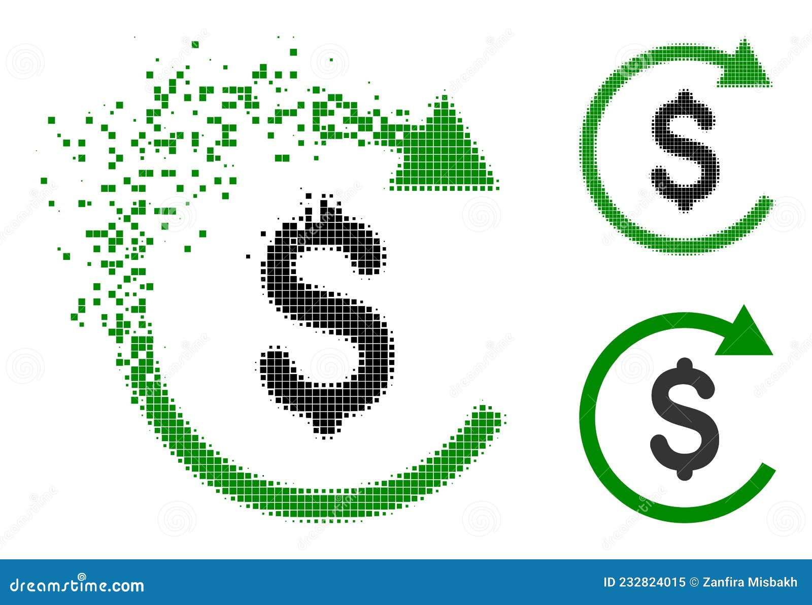Shredded Dot Repay Glyph with Halftone Version Stock Vector ...