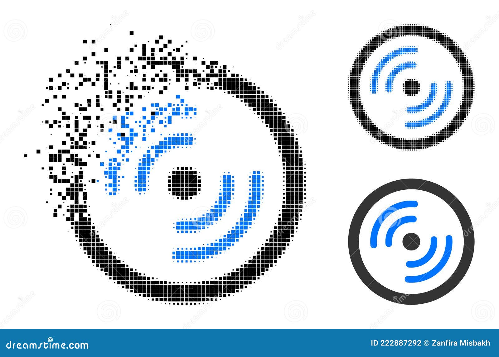 Shredded Dot Rotor Rotation Glyph with Halftone Version Stock Vector ...