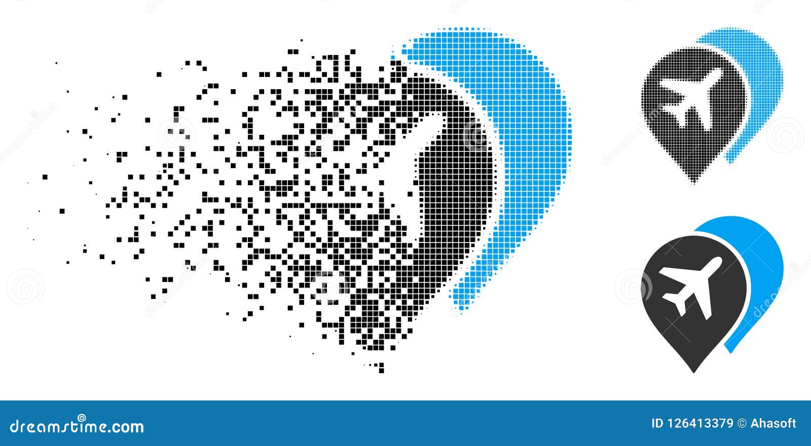 Shredded Dotted Halftone Airport Map Markers Icon Stock Vector ... Shredded Dotted Halftone Airport Map Markers Icon Stock Vector ...