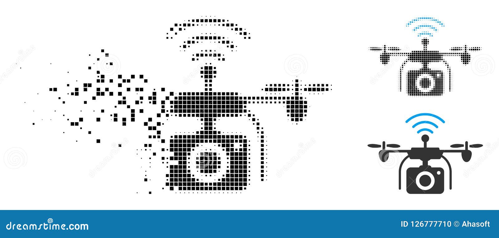 Shredded Dotted Halftone Radio Camera Drone Icon Stock Vector ... Shredded Dotted Halftone Radio Camera Drone Icon Stock Vector ...