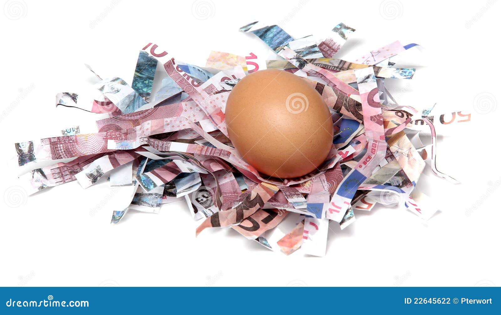 Shredded European Currency with Egg Stock Photo - Image of eggshell ...