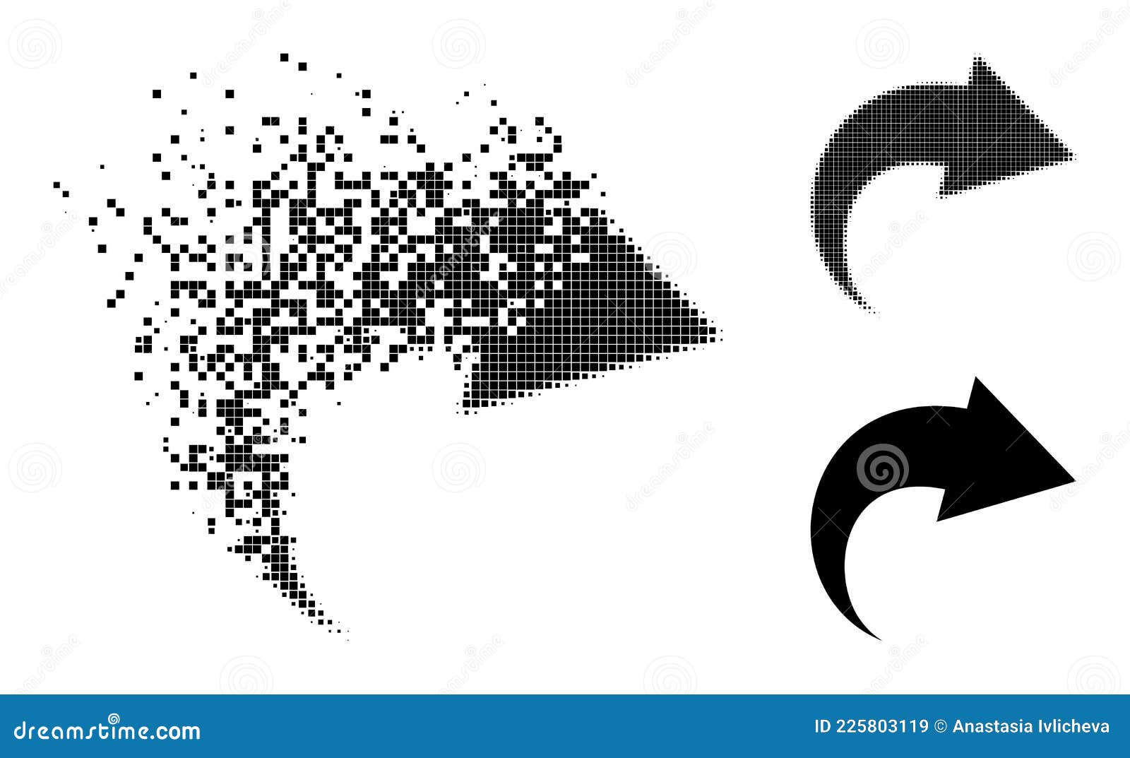 Shredded and Halftone Pixel Redo Glyph Stock Vector - Illustration of ...