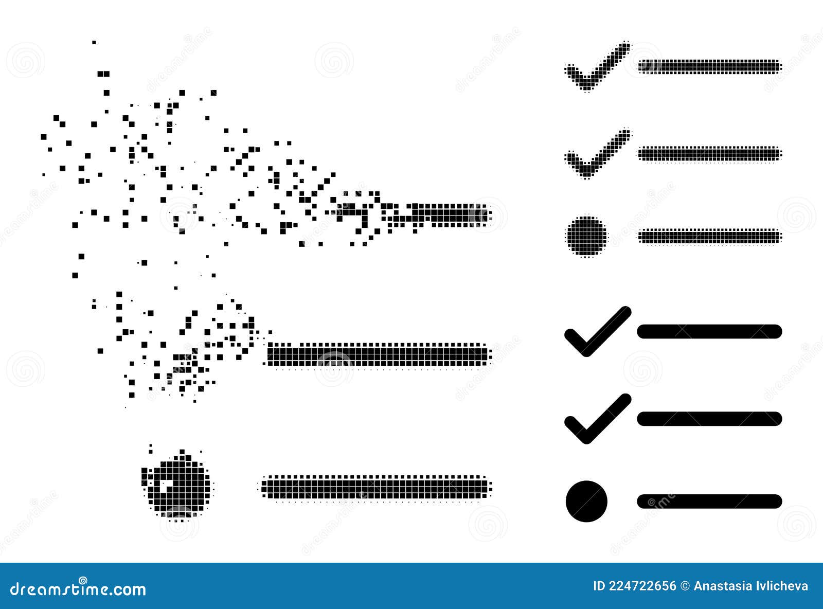 Shredded and Halftone Pixelated Checklist Glyph Stock Vector ...