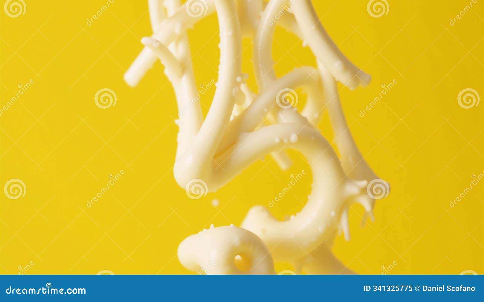 Shredded Mozzarella Falling on a Brightyellow Backdrop Stock ...