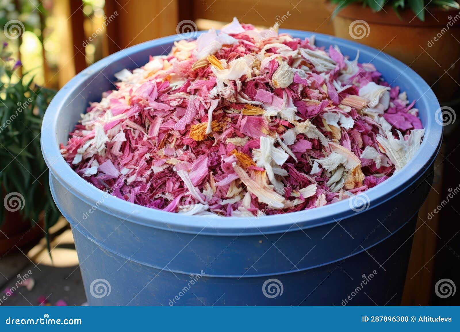Shredded Paper in a Container for Homemade Papermaking Stock ...