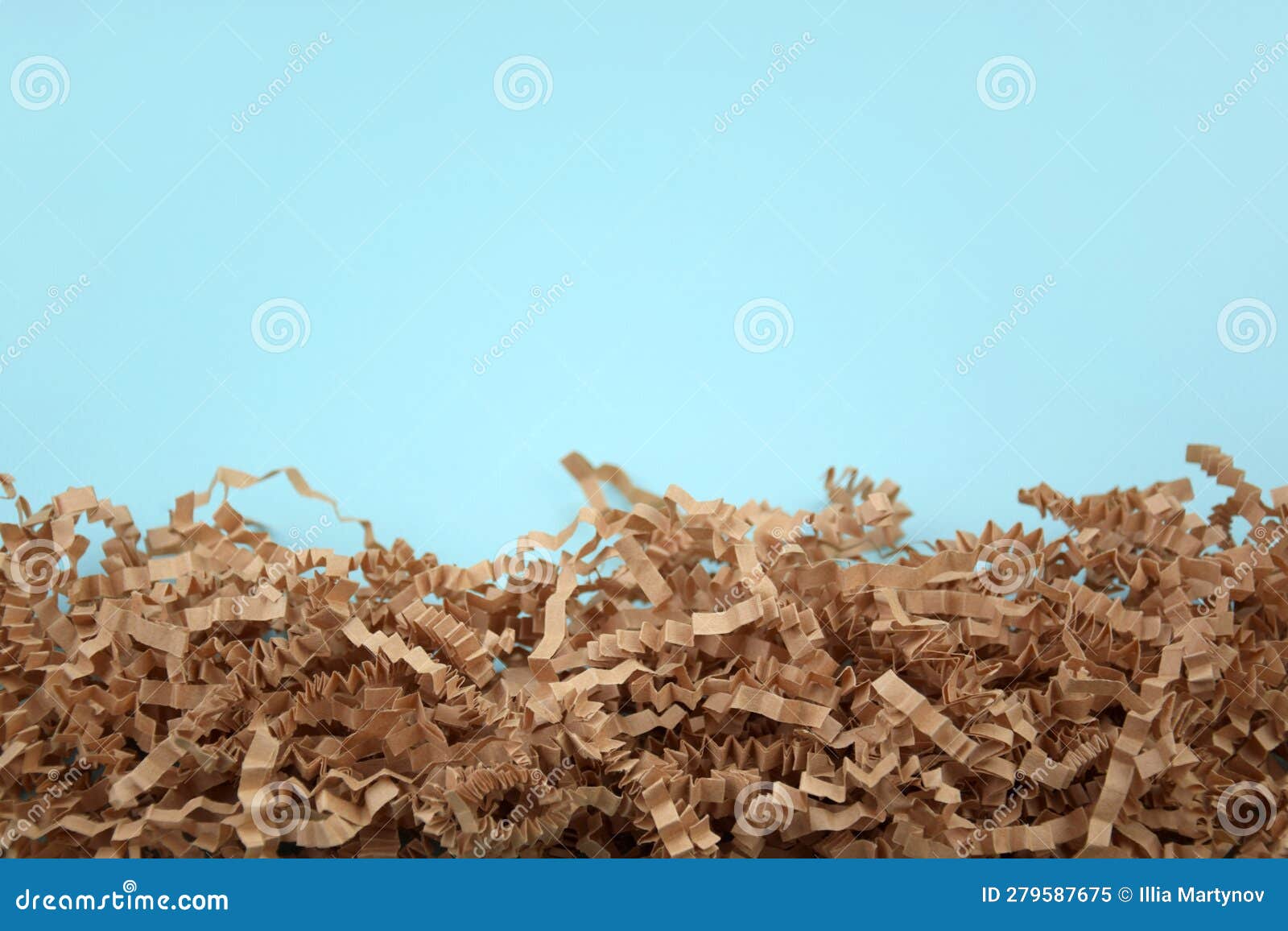 The Shredded Paper on Light Blue Background. Stock Image - Image of ...