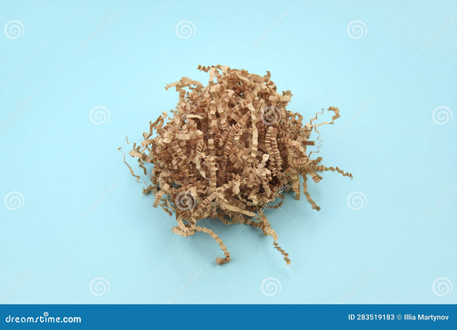 The Shredded Paper on Light Blue Background. Stock Image - Image of ...