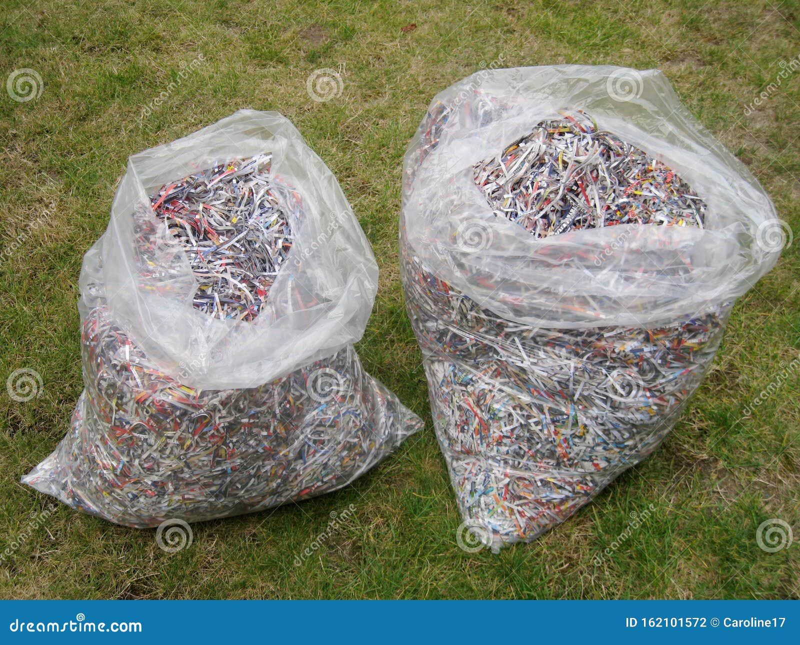 Shredded Paper in Two Plastic Bags Stock Photo - Image of plastic ...