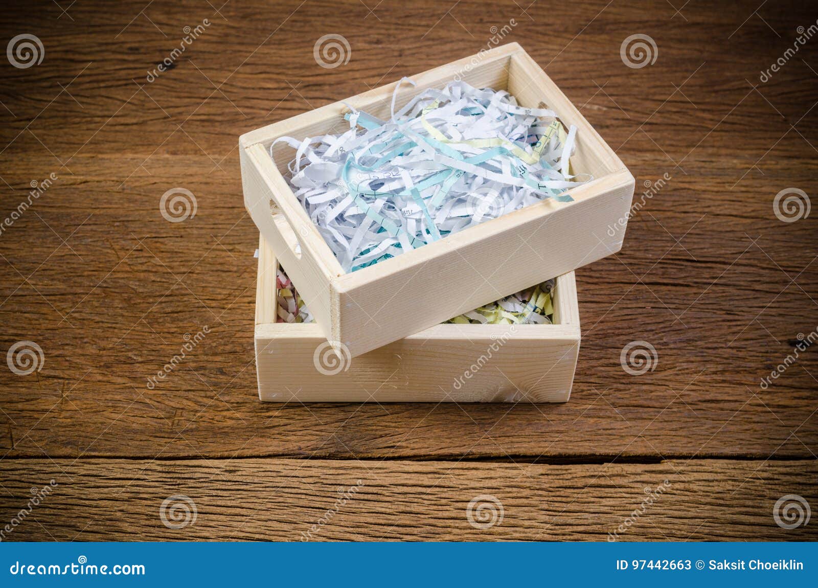 Shredded Paper in Wooden Box Stock Image - Image of shredded, crate ...