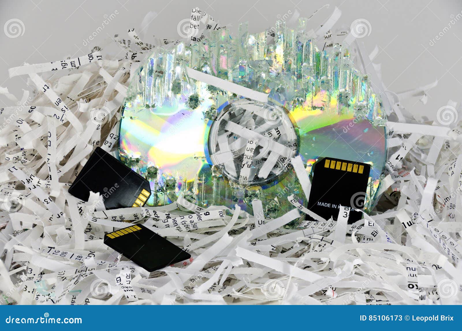 Shredded Papers and Data Storage Devices Stock Image - Image of letter ...
