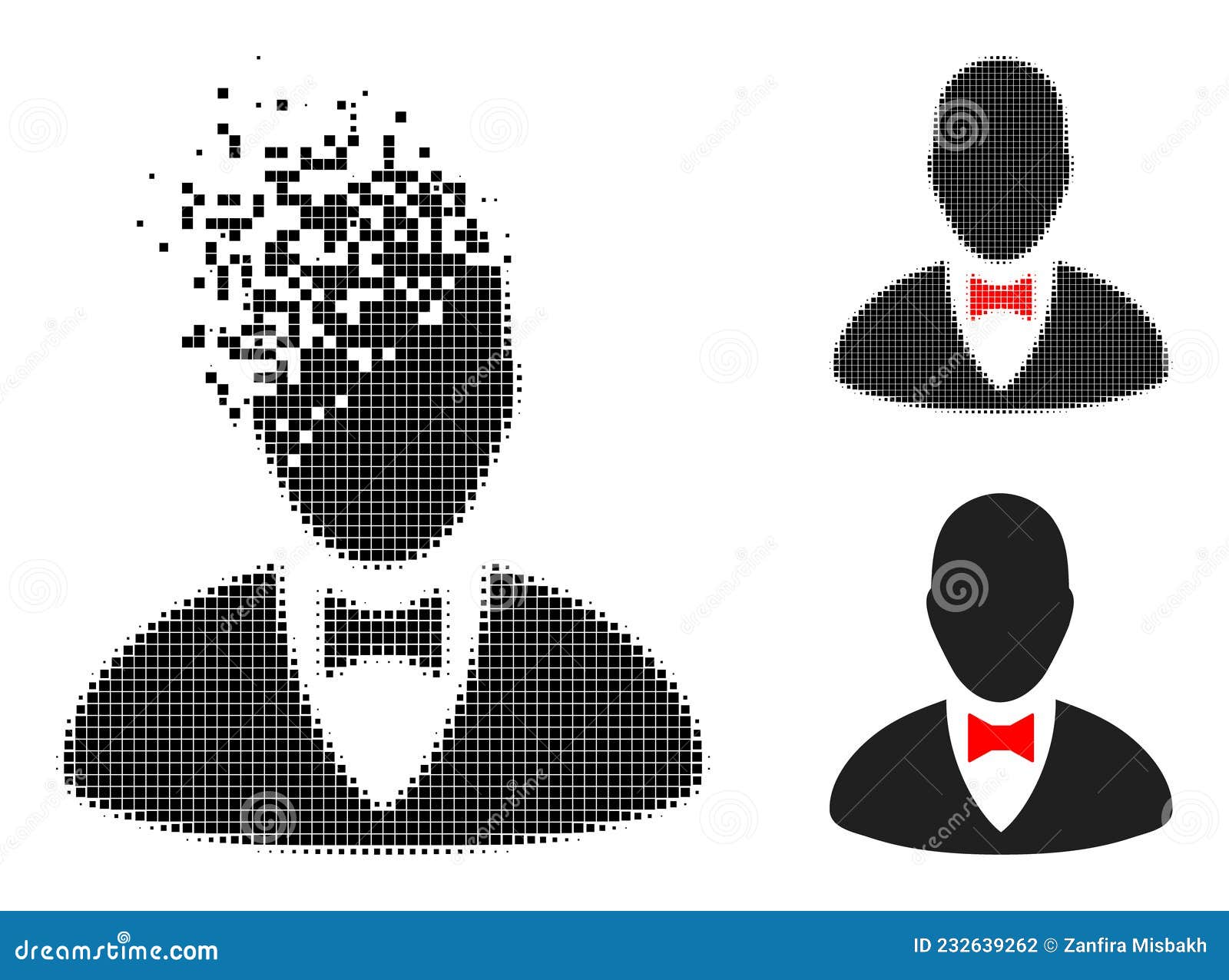 Shredded Pixel Elegant Boss Icon with Halftone Version Stock Vector ...