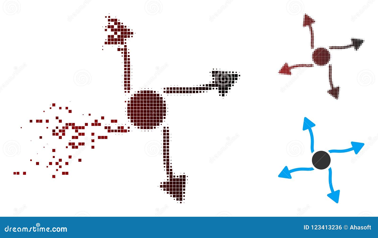 Shredded Pixel Halftone Curve Arrows Icon Stock Vector - Illustration ...