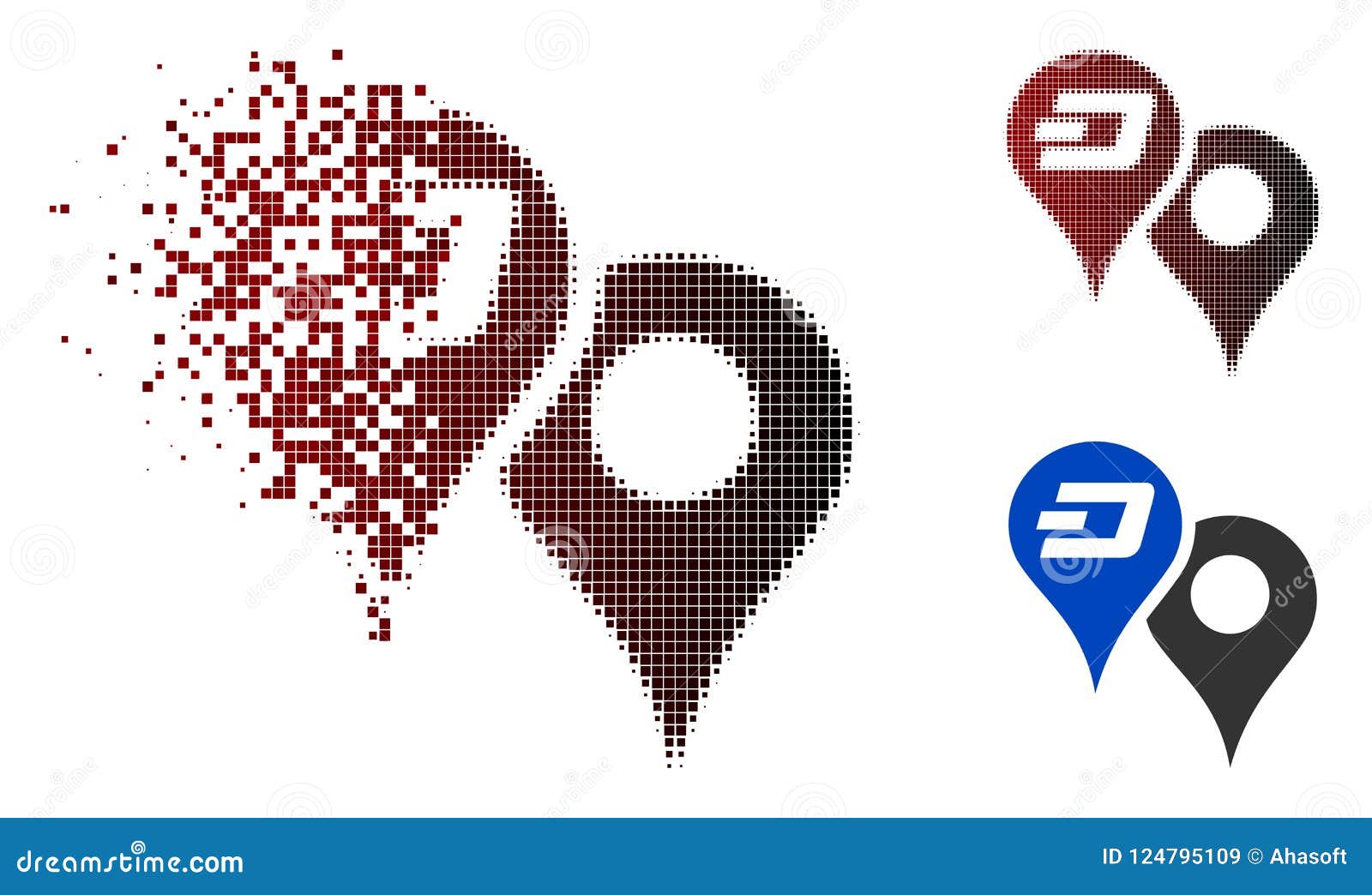Shredded Pixel Halftone Dashcoin Map Pointers Icon Stock Vector ... Shredded Pixel Halftone Dashcoin Map Pointers Icon Stock Vector ...