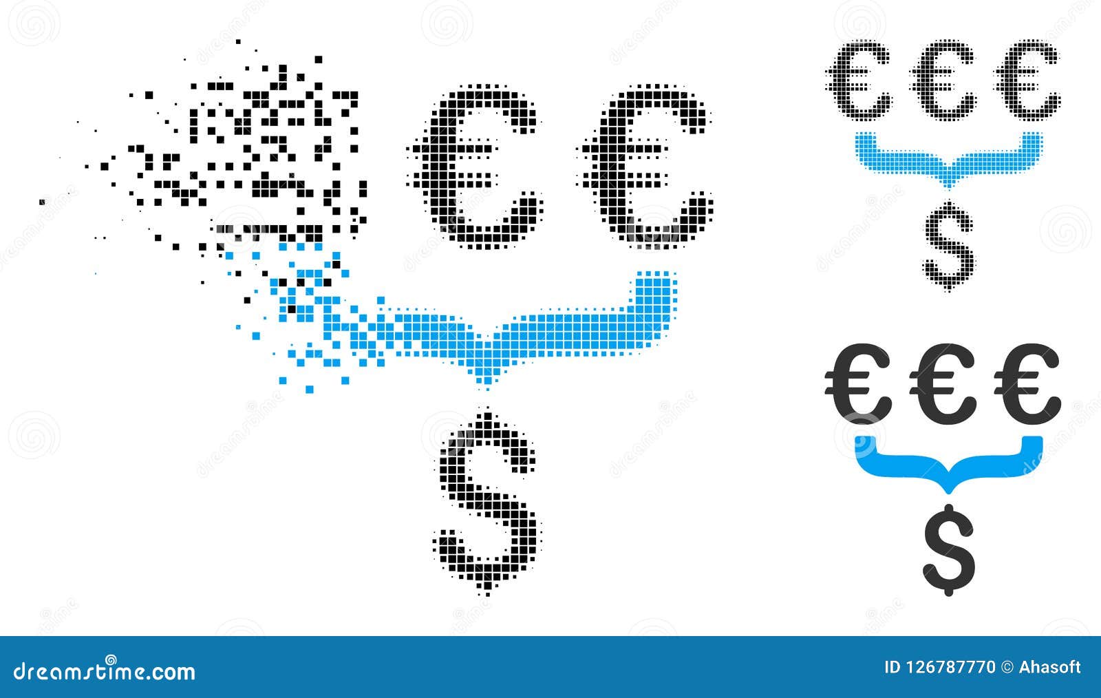 Shredded Pixel Halftone Euro Dollar Conversion Aggregator Icon Stock ... Shredded Pixel Halftone Euro Dollar Conversion Aggregator Icon Stock ...