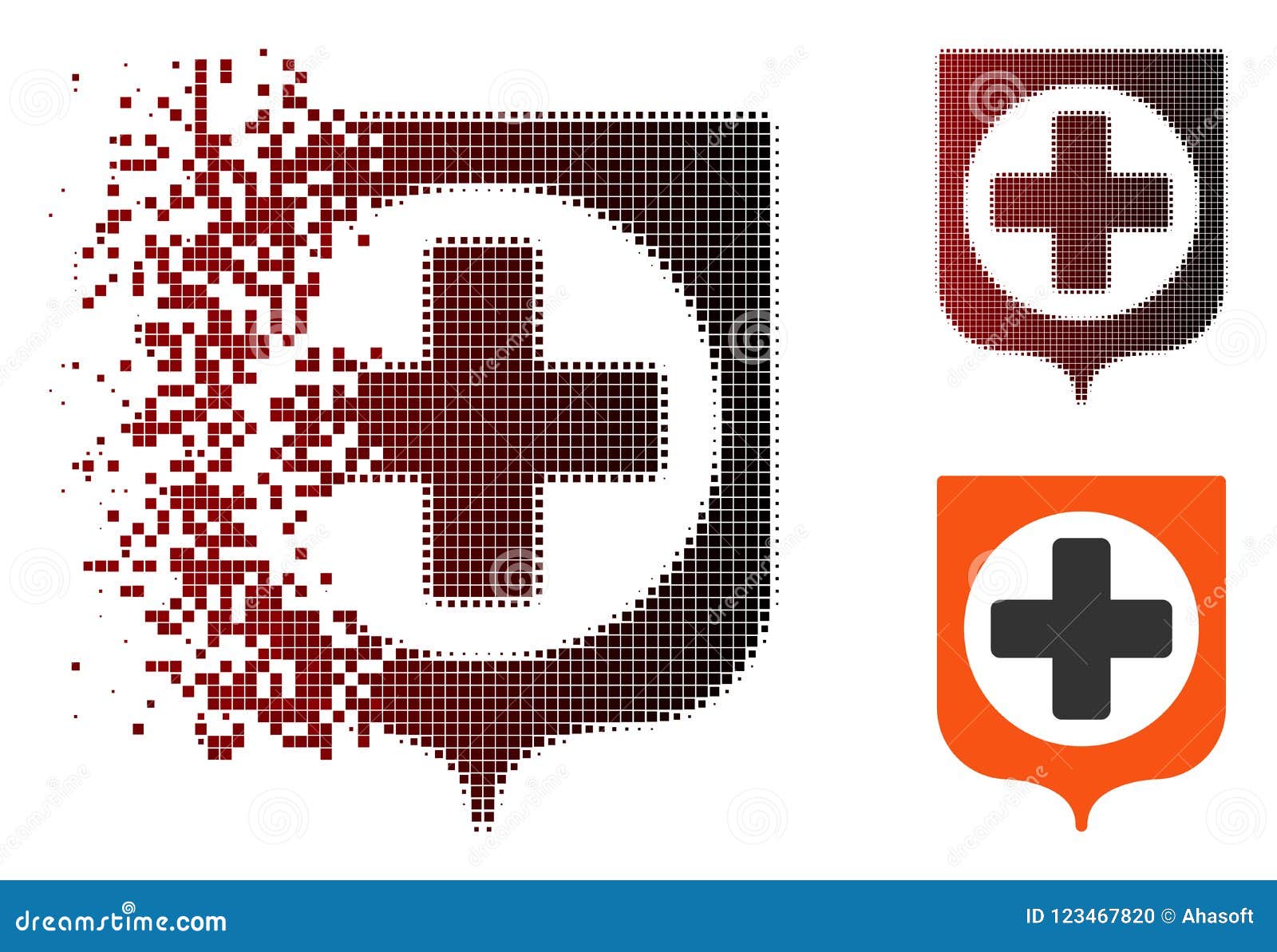 Shredded Pixel Halftone Medical Shield Icon Stock Vector - Illustration ... Shredded Pixel Halftone Medical Shield Icon Stock Vector - Illustration ...