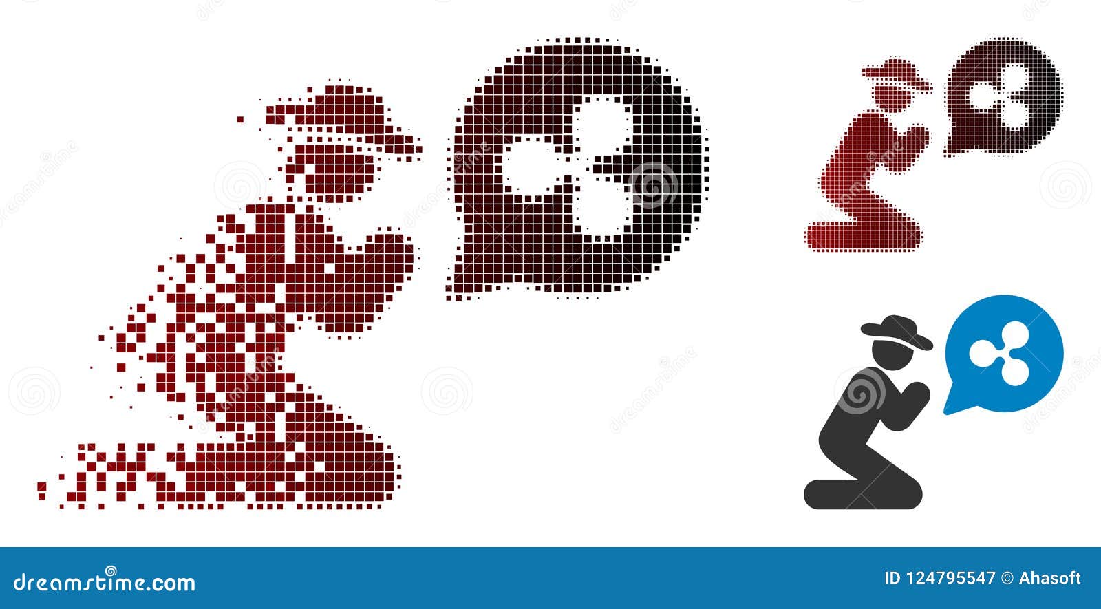 Shredded Pixel Halftone Person Pray for Ripple Icon Editorial ... Shredded Pixel Halftone Person Pray for Ripple Icon Editorial ...