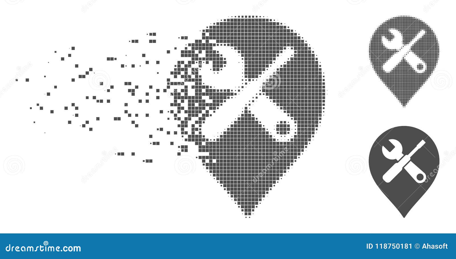 Shredded Pixel Halftone Repair Tools Map Marker Icon Stock Vector ... Shredded Pixel Halftone Repair Tools Map Marker Icon Stock Vector ...