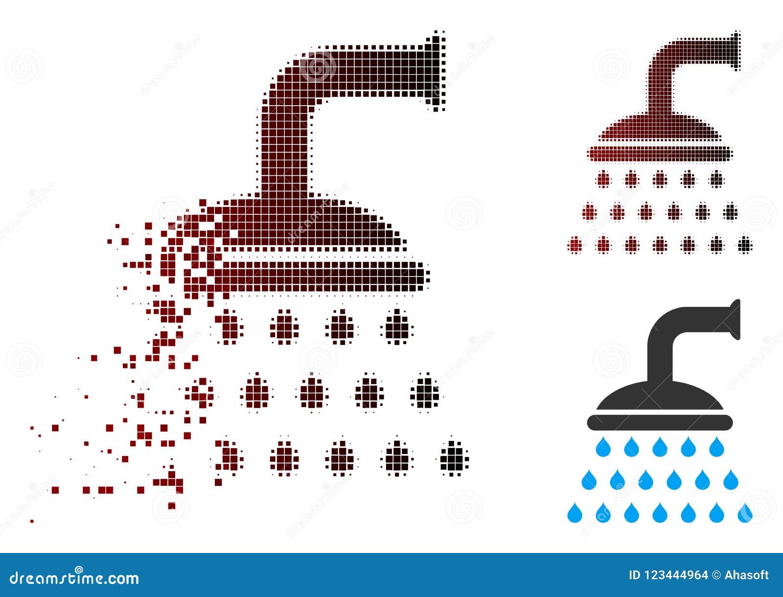 Shredded Pixel Halftone Shower Icon Stock Vector - Illustration of ...