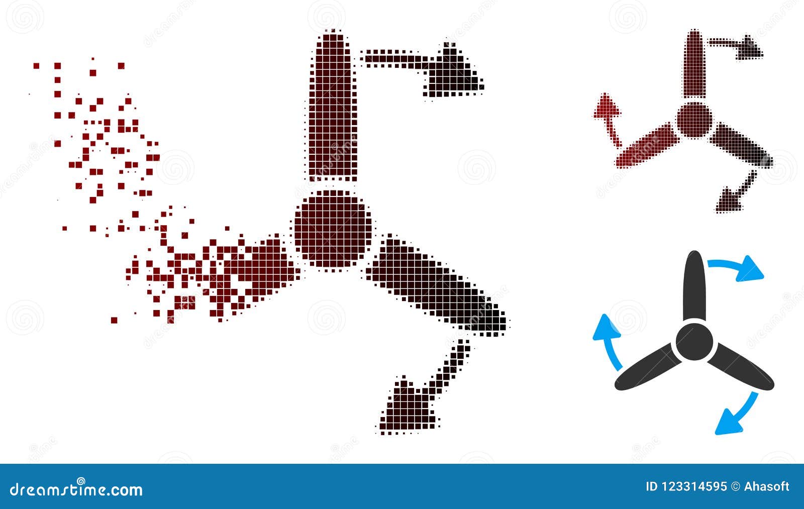 Shredded Pixel Halftone Three Bladed Rotation Icon Stock Vector ... Shredded Pixel Halftone Three Bladed Rotation Icon Stock Vector ...