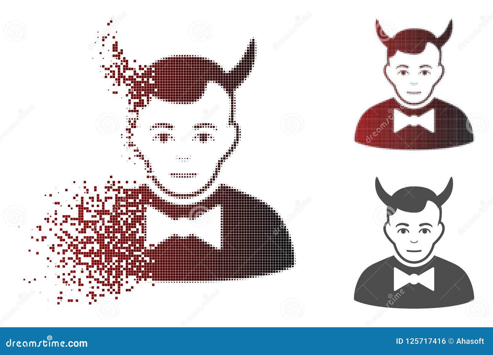 Shredded Pixelated Halftone Devil Icon with Face Stock Vector ...