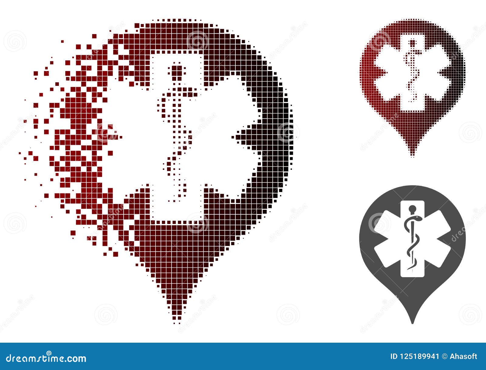 Shredded Pixelated Halftone Hospital Map Marker Icon Stock Vector ... Shredded Pixelated Halftone Hospital Map Marker Icon Stock Vector ...