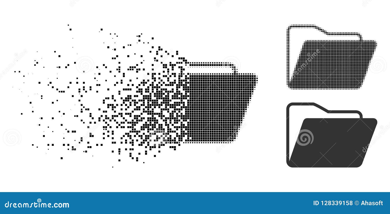 Shredded Pixelated Halftone Open Folder Icon Stock Vector ...