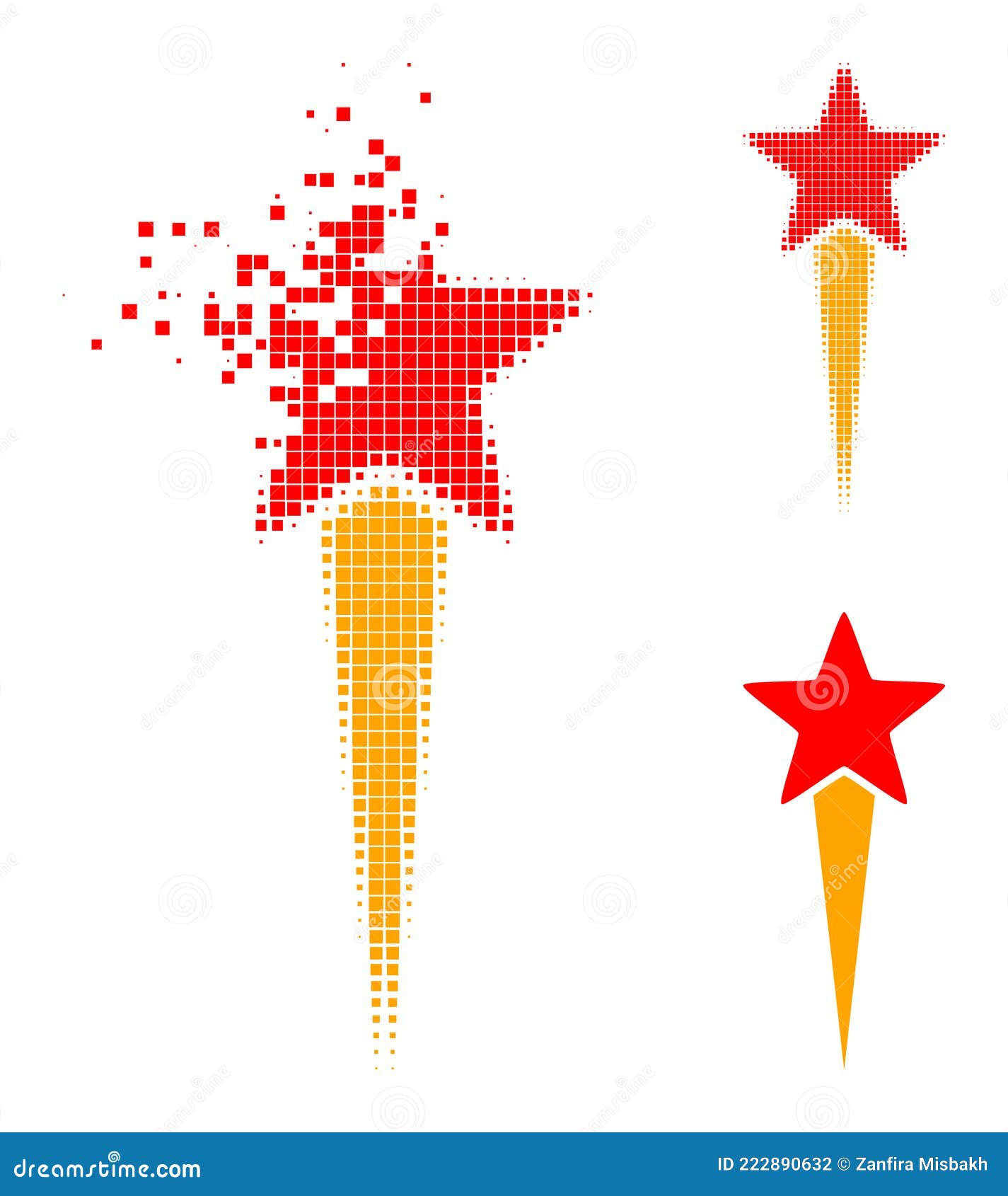 Shredded Pixelated Star Start Icon with Halftone Version Stock Vector ...