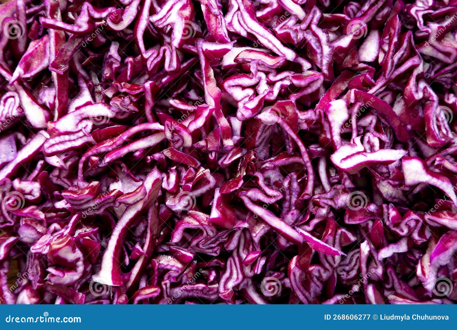 Shredded Purple Cabbage Background, Top View Stock Image - Image of ...
