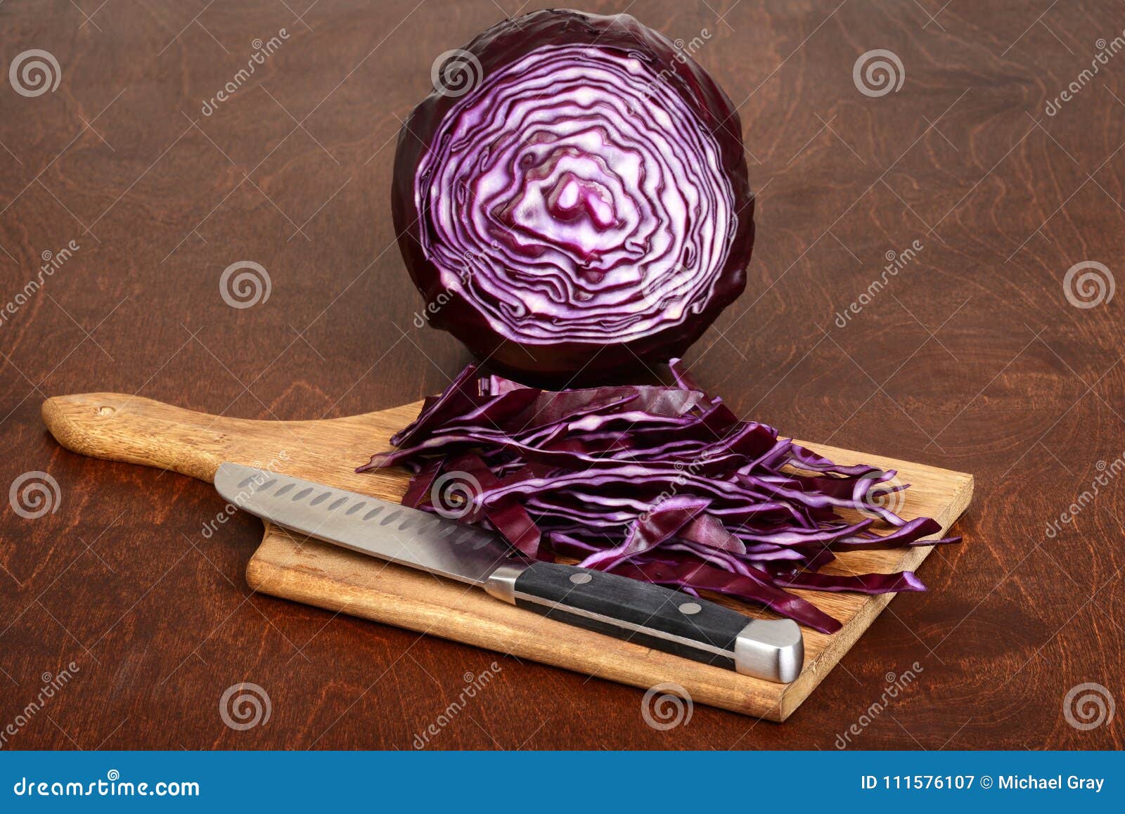 Shredded Red Cabbage and Knife Stock Image - Image of kitchen, leaves ...