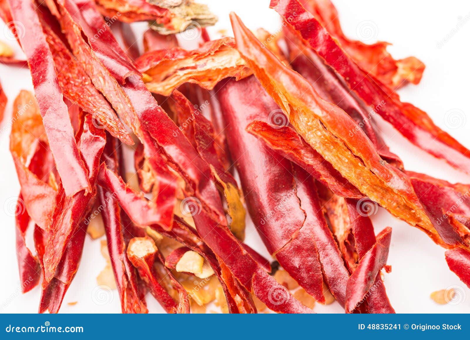 Shredded Red Pepper Isolated on White. Stock Image - Image of food ...