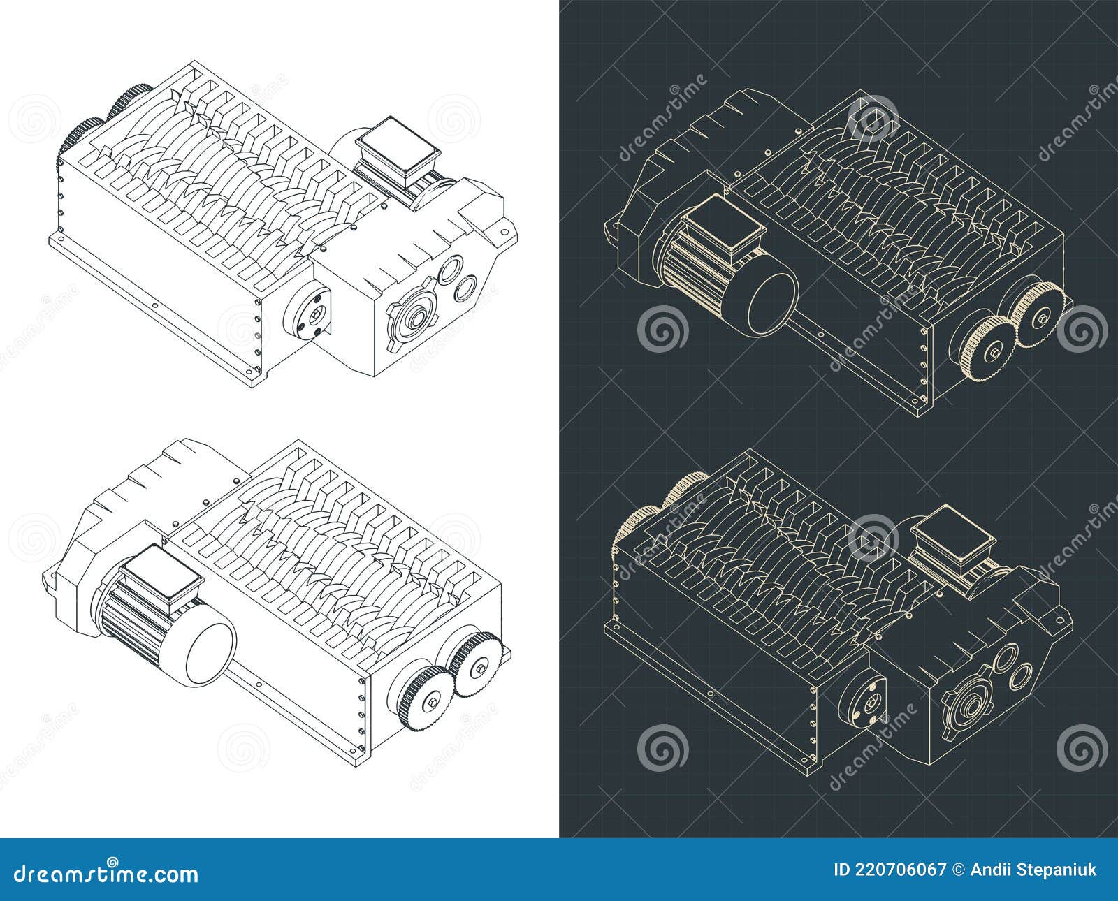 Shredder Machine Isometric Blueprints Stock Vector - Illustration of ...